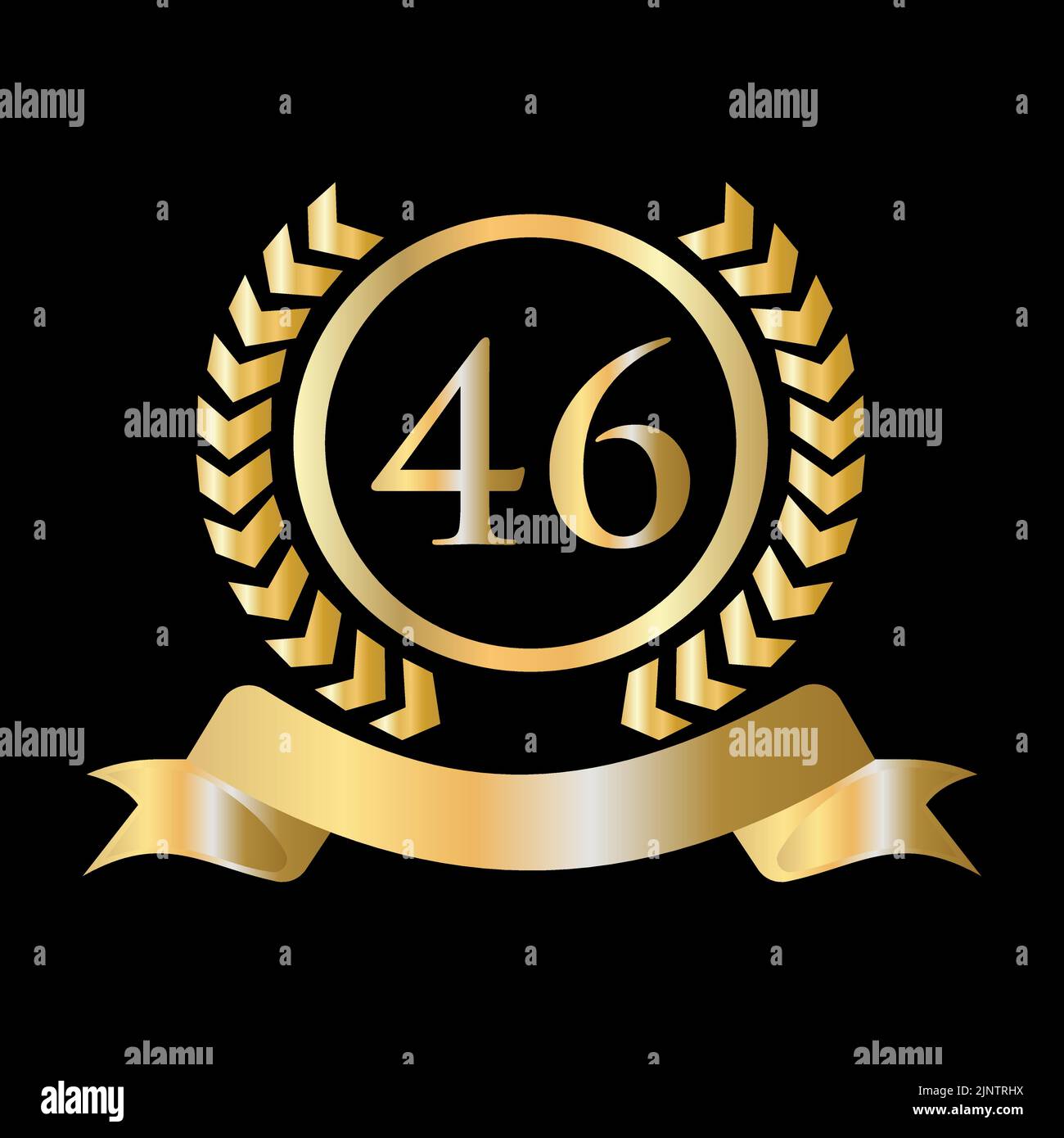 Forty Six, 46 Anniversary Celebration Gold and Black Template. Luxury ...
