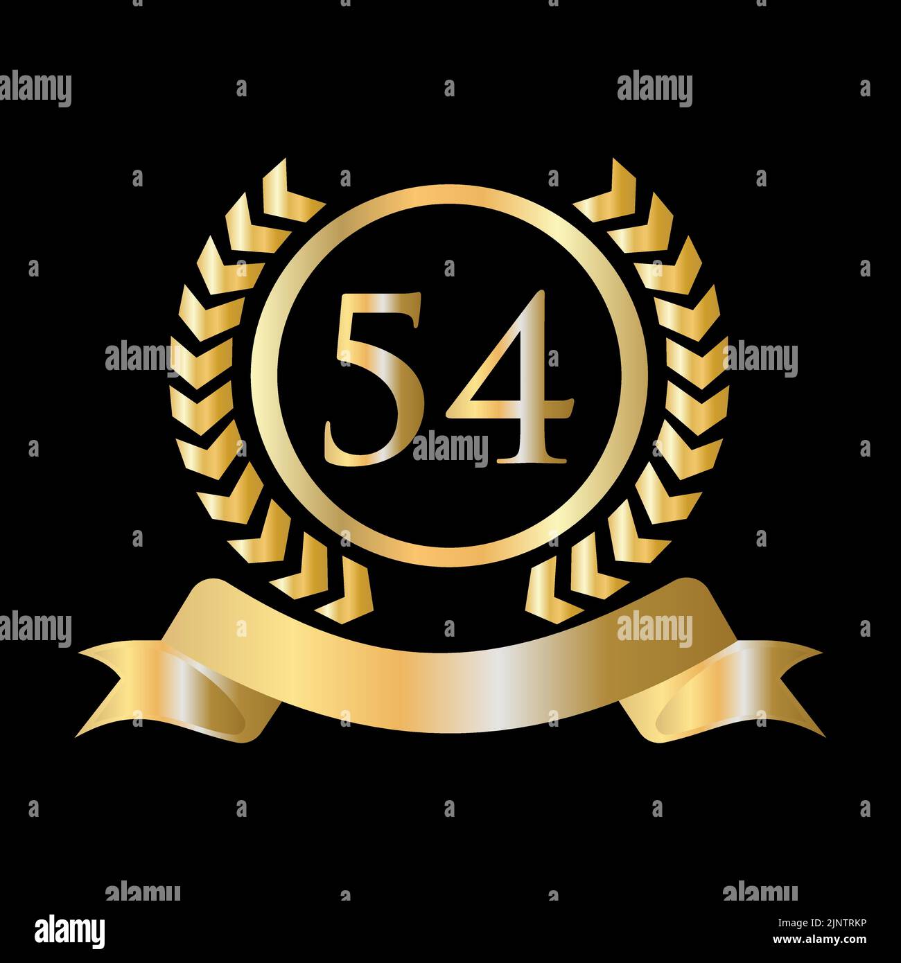 Fifty Four, 54 Anniversary Celebration Gold and Black Template. Luxury ...