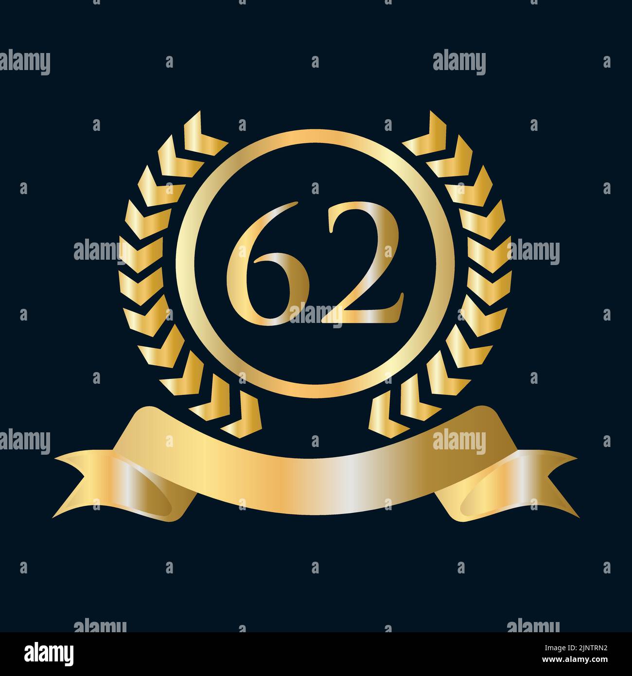 62 Years Anniversary Celebration Gold and Black Template. Luxury Style ...