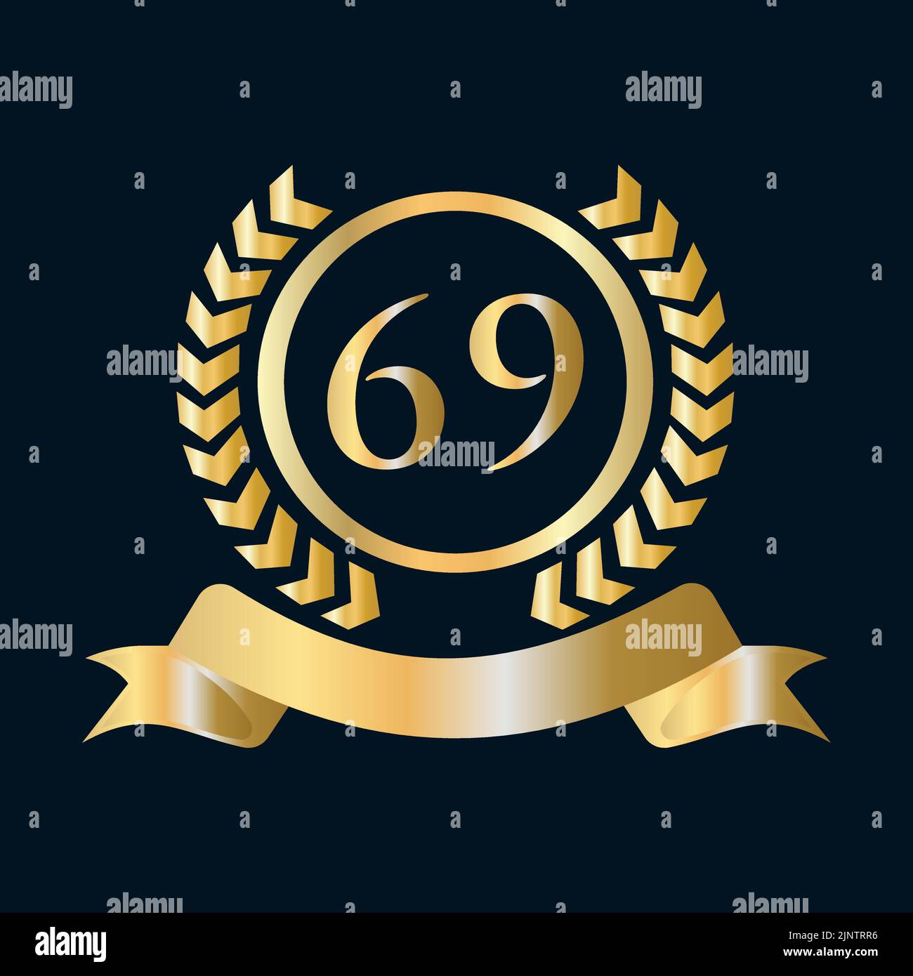 69 years Anniversary Celebration Gold and Black Template. Luxury Style ...
