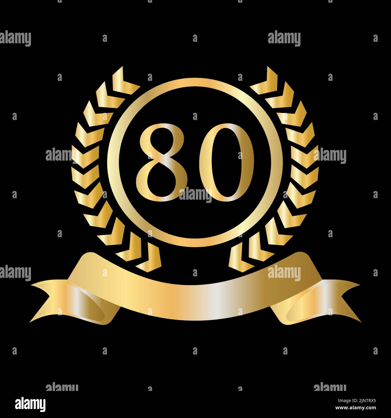 80th Anniversary Celebration Gold and Black Template. Luxury Style Gold ...