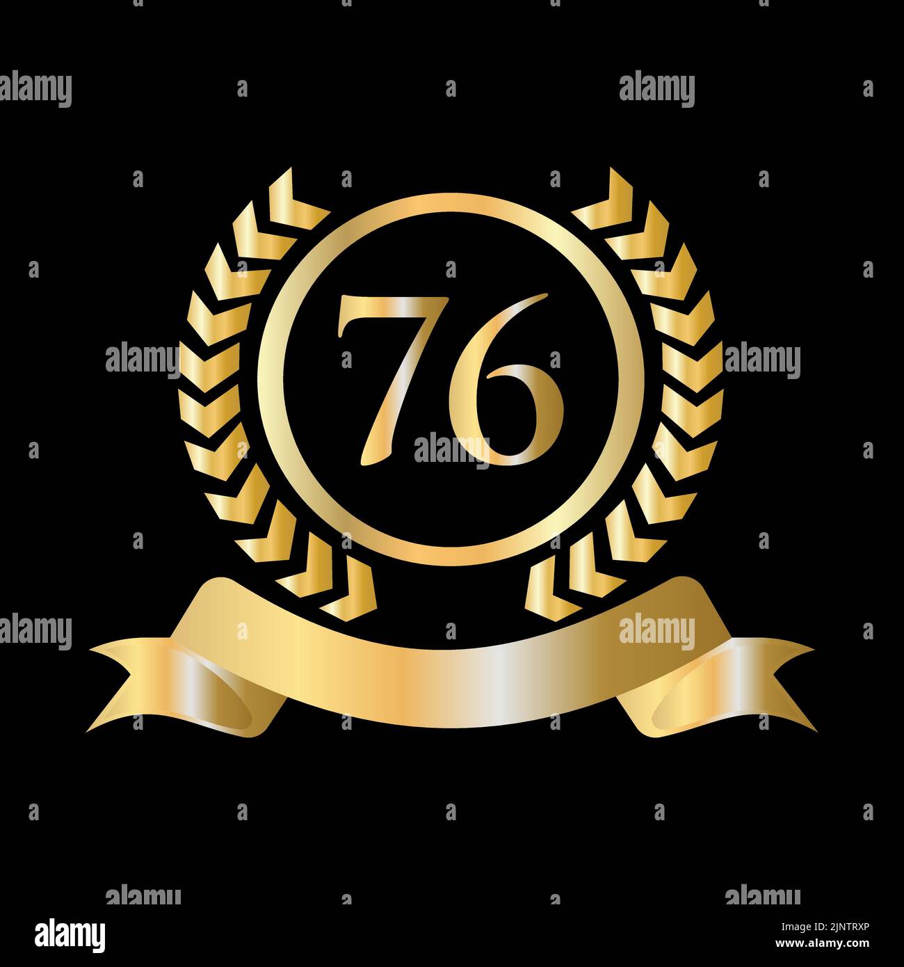 76 Years Anniversary Celebration Gold and Black Template. Luxury Style ...
