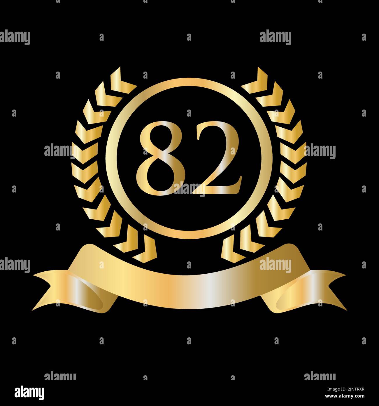 Eighty 2nd, 82 Years Anniversary Celebration Gold and Black Template. Luxury Style Gold Heraldic ...