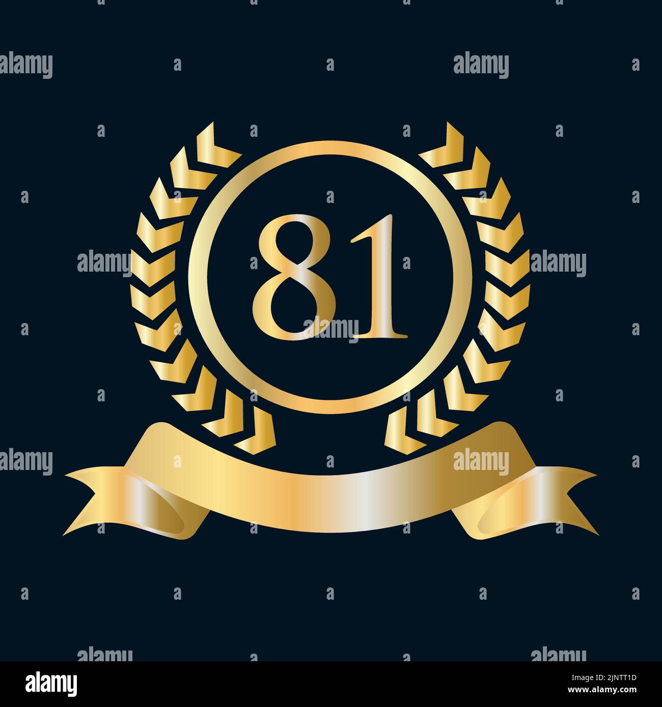 Eighty One, 81 Years Anniversary Celebration Gold and Black Template. Luxury Style Gold Heraldic ...