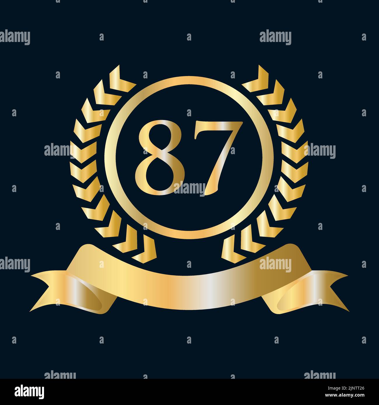 87 Years Anniversary Celebration Gold and Black Template. Luxury Style ...