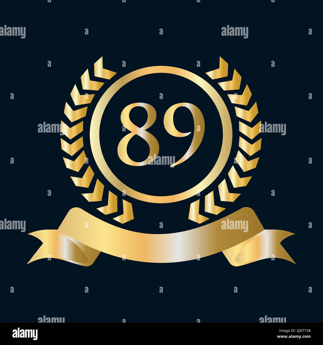 Eighty Nine, 89 Years Anniversary Celebration Gold and Black Template ...