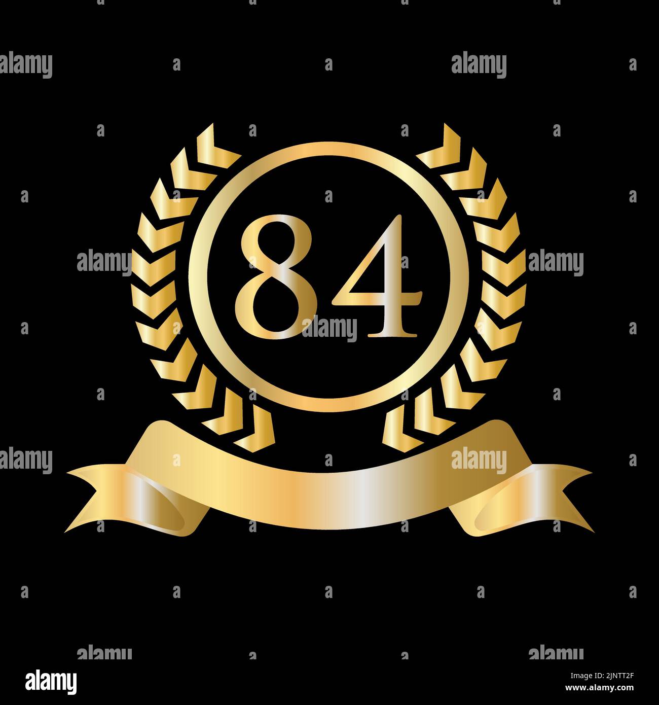 84th Years Anniversary Celebration Gold and Black Template. Luxury ...