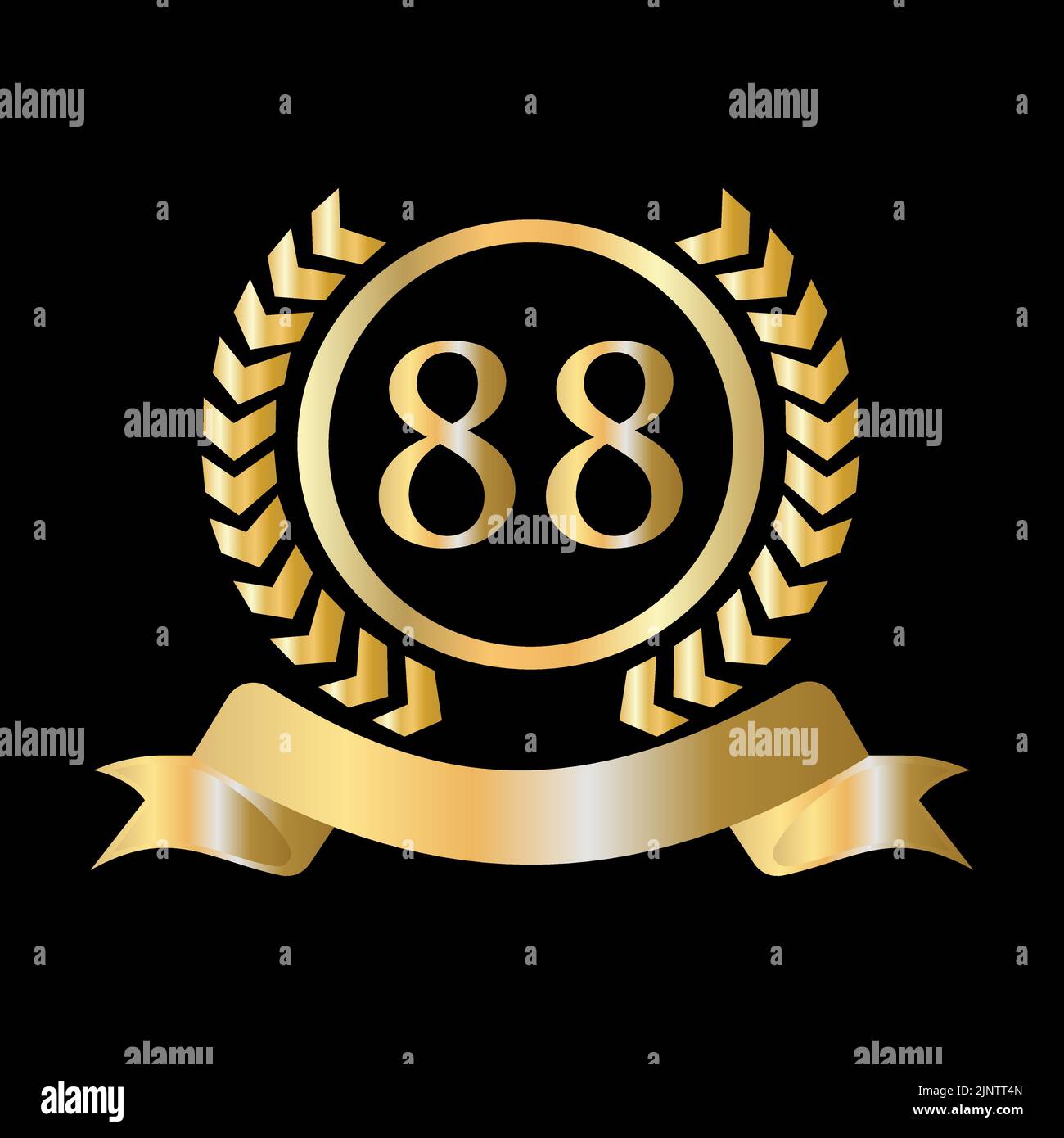 Eighty Eight, 88 Years Anniversary Celebration Gold and Black Template. Luxury Style Gold ...