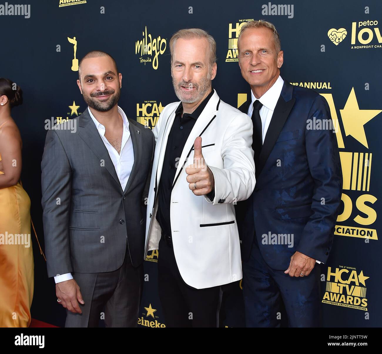 Michael Mando, Bob Odenkirk and Patrick Fabrian walking on the red ...
