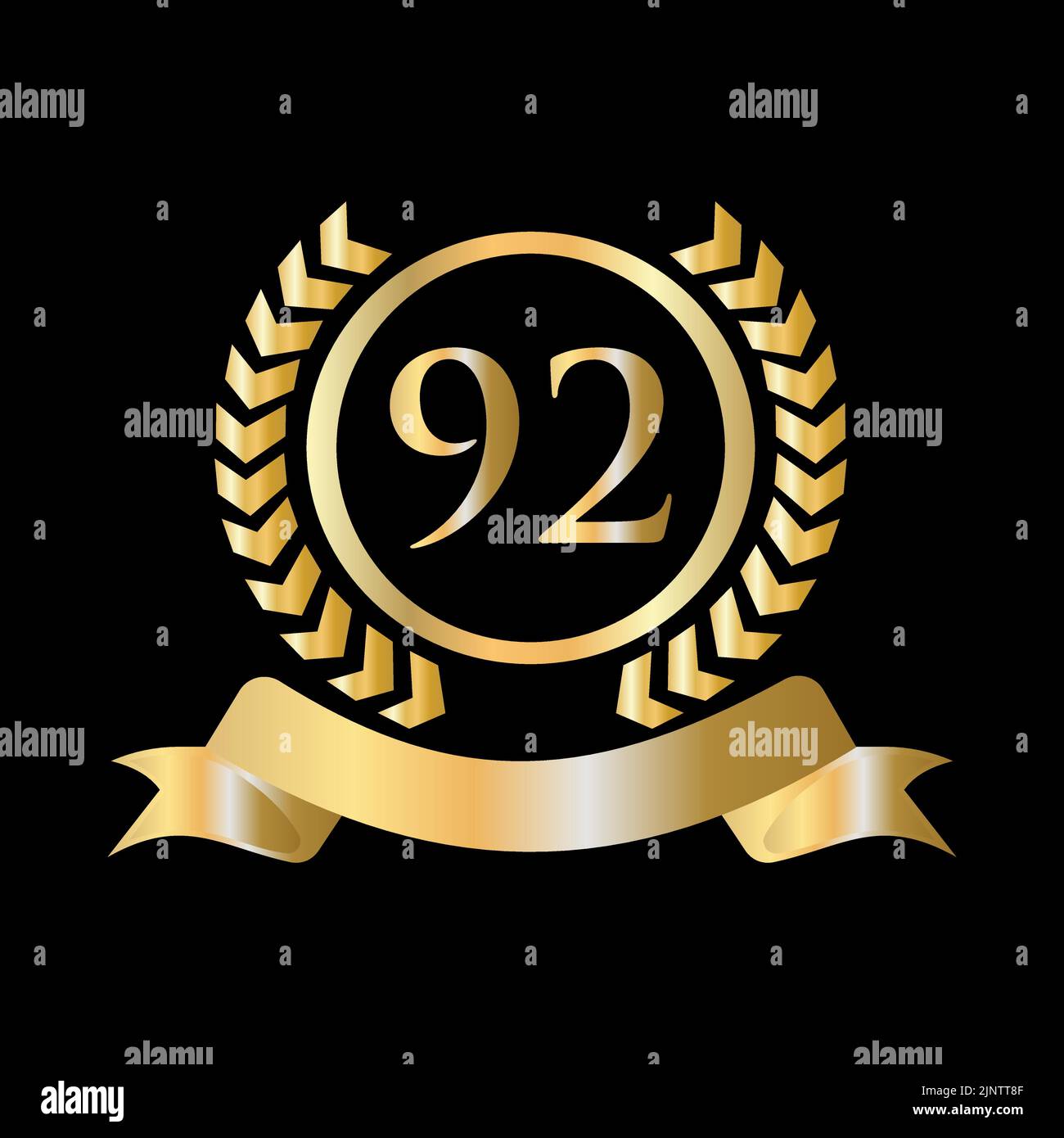 Ninety Two, 92nd Anniversary Celebration Gold and Black Template ...