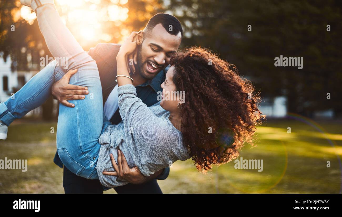 Never let the fun die out of your relationship. a young couple having ...