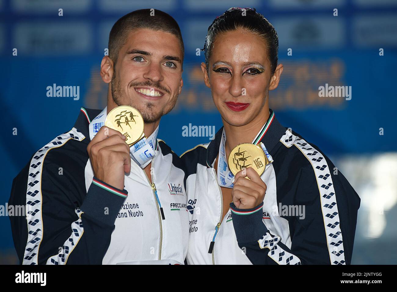 Rome, . 13th Aug, 2022. Giorgio Minisini, Lucrezia Ruggiero gold medal ...
