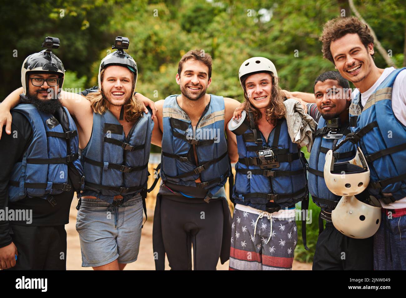 Were ready for fun and adventure. Cropped portrait of a group of young ...