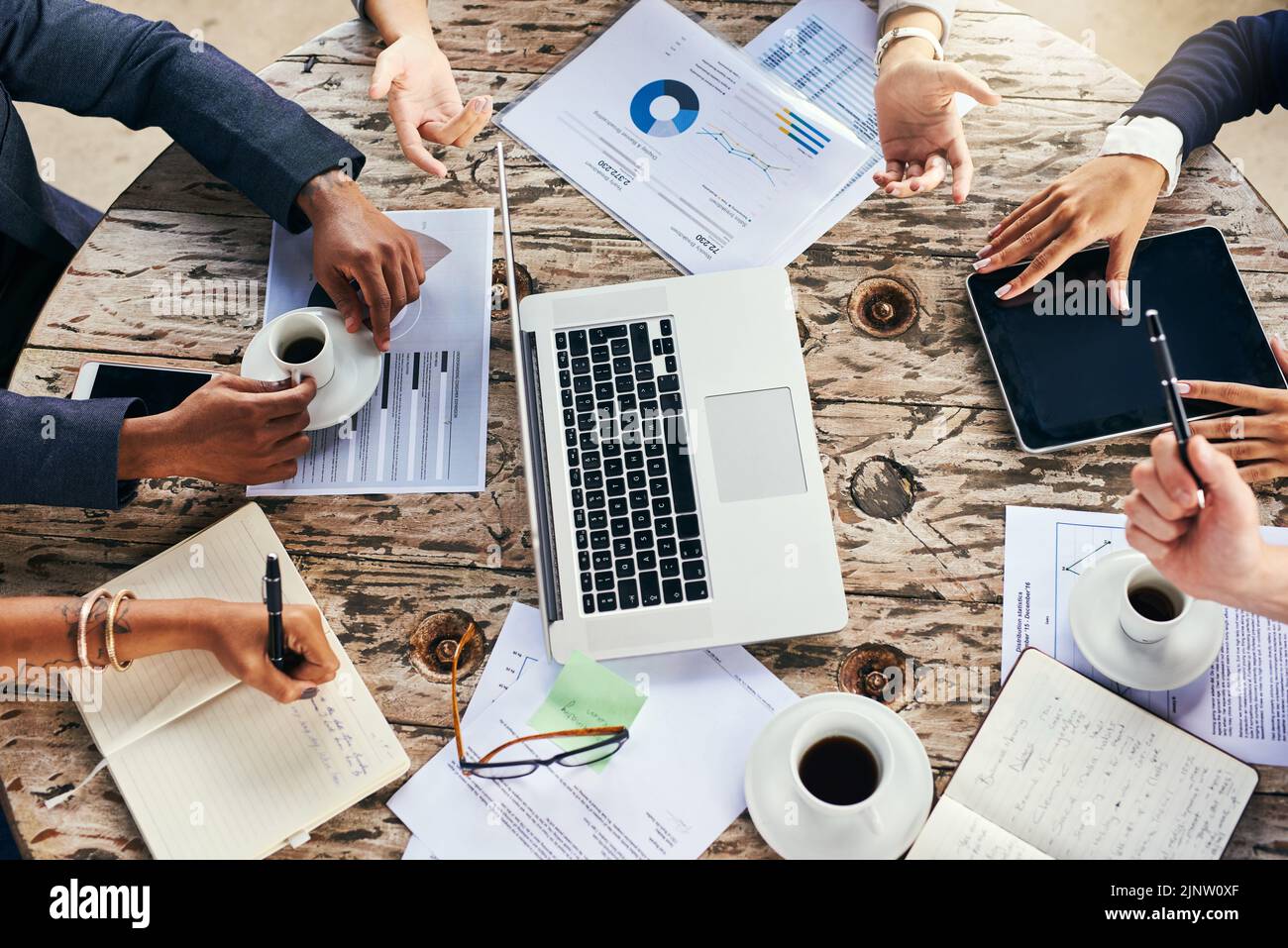 Welcome to the brainstorm storm. High angle shot of a group of ...