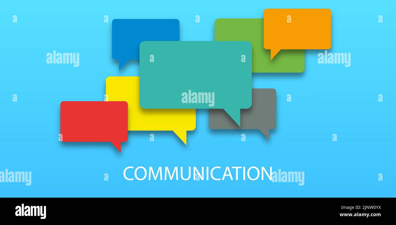 Vector illustration of communication concept. Word communication with ...