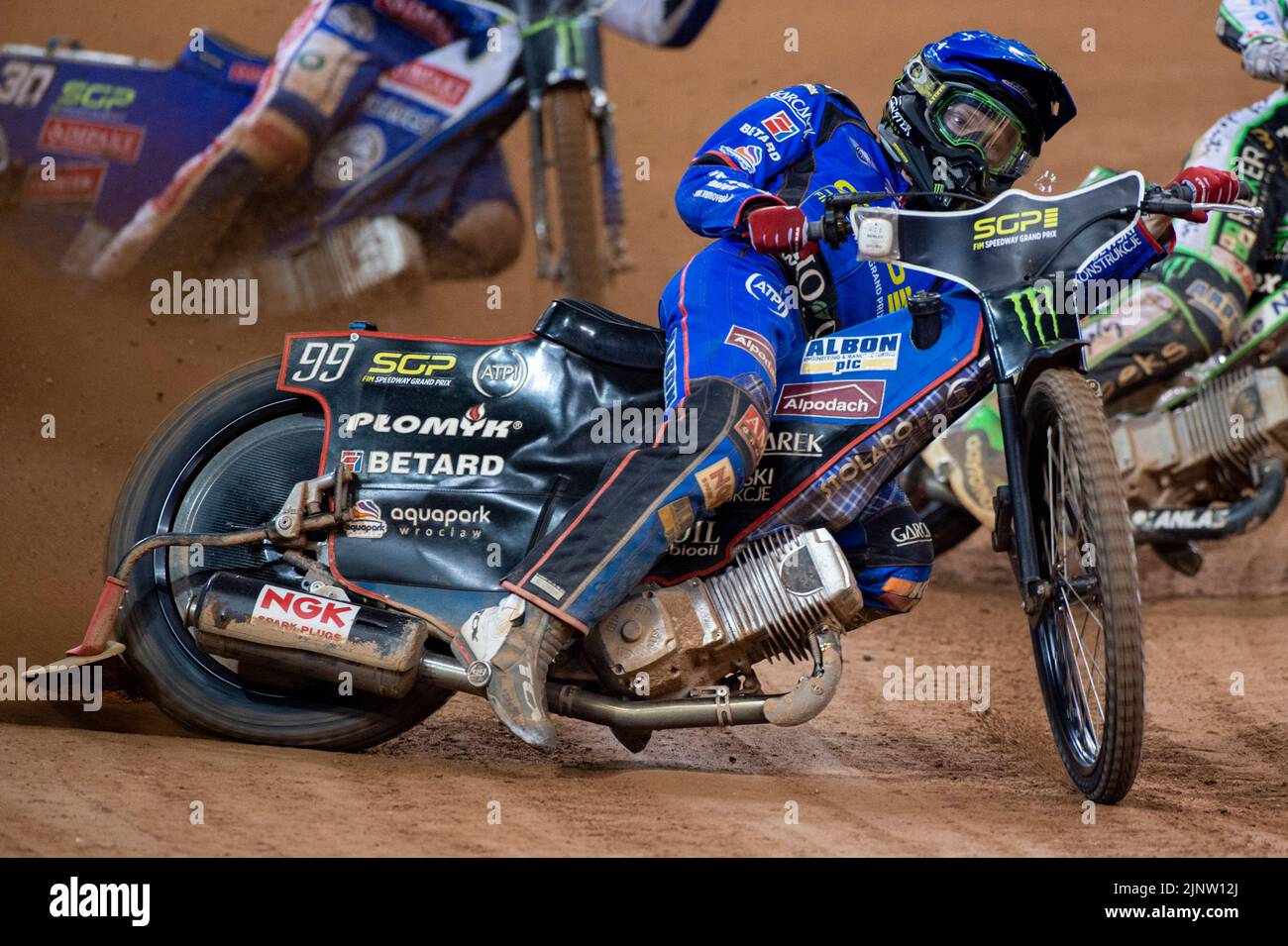 Dan Bewley of United Kingdom (blue) in the final race during the FIM ...