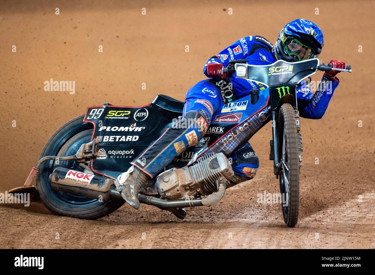Dan Bewley of United Kingdom in the final race during the FIM Speedway ...
