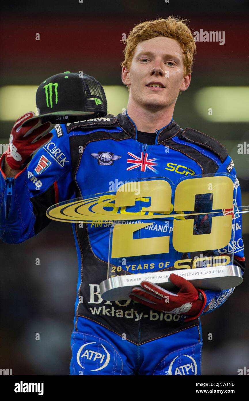 Dan Bewley of United Kingdom celebrates on the podium during the FIM ...