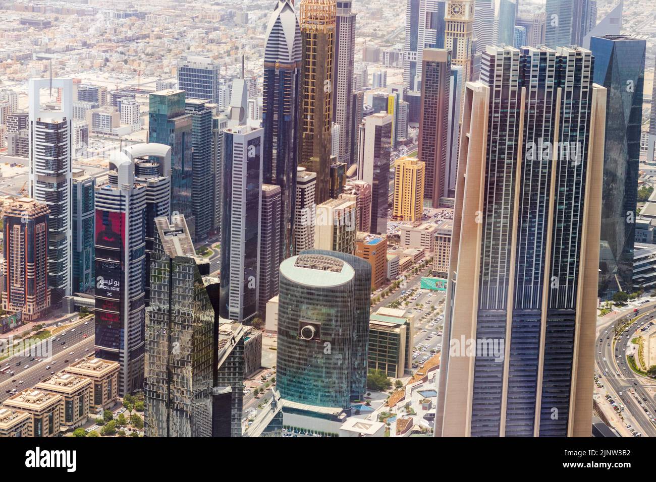 Dubai, UAE - 07.18.2021 - Areal view of main road of UAE, Sheikh Zayed ...