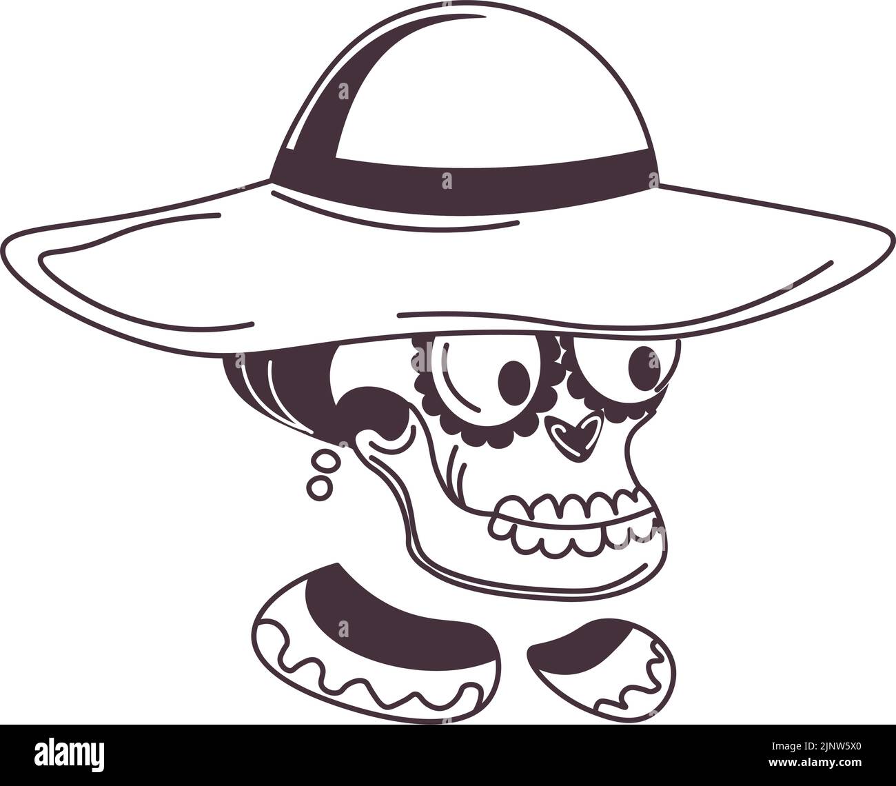 Skeleton female character wearing hats, skull Stock Vector Image & Art ...