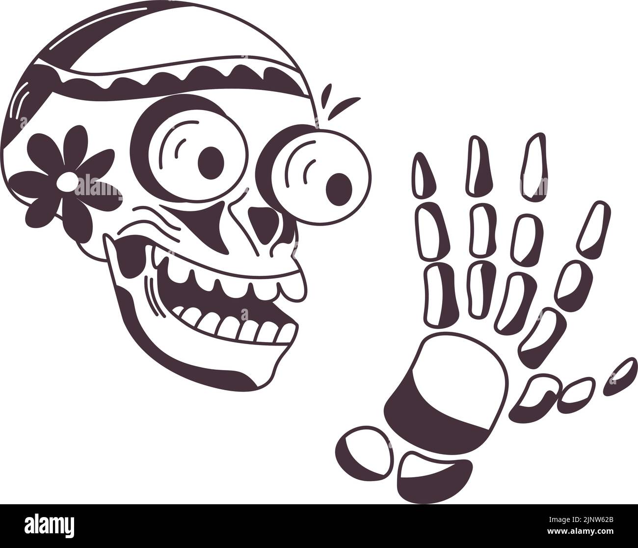 Skeleton character looking at bones hand vector Stock Vector Image ...