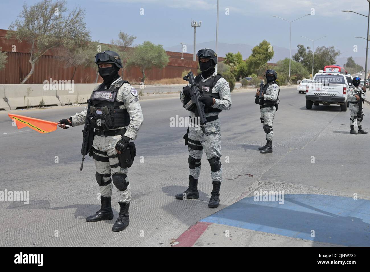 Tijuana, Baja California, Mexico. 13th Aug, 2022. A convoy of three ...