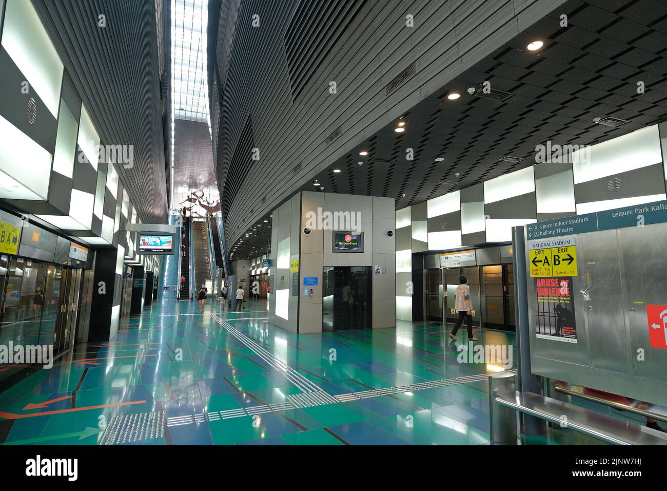 View of platforms of the Stadium MRT Station along the Circle Line ...