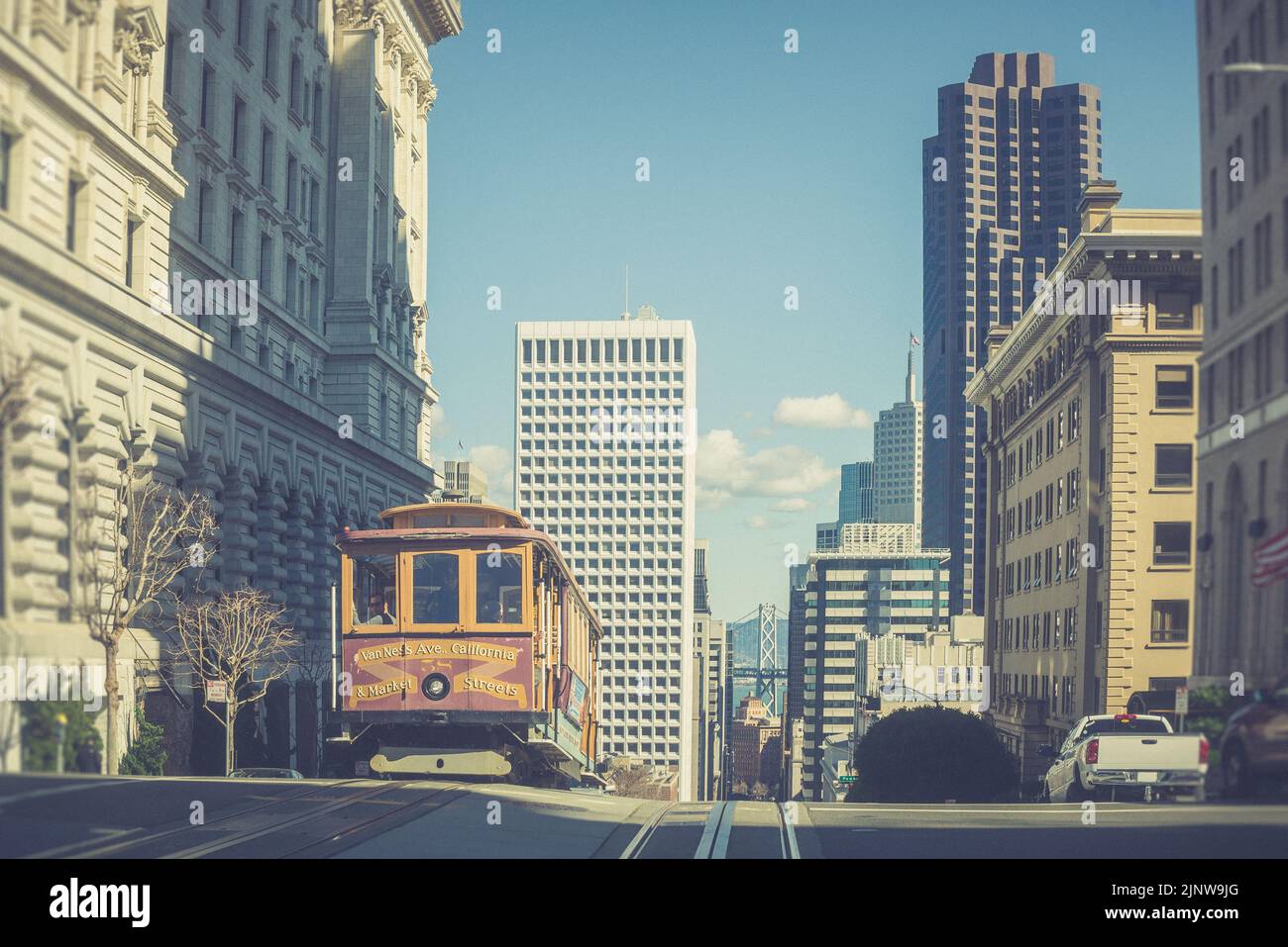 SAN FRANCISCO, USA - February 12, 2018: Cable Car Crossing Mason and ...