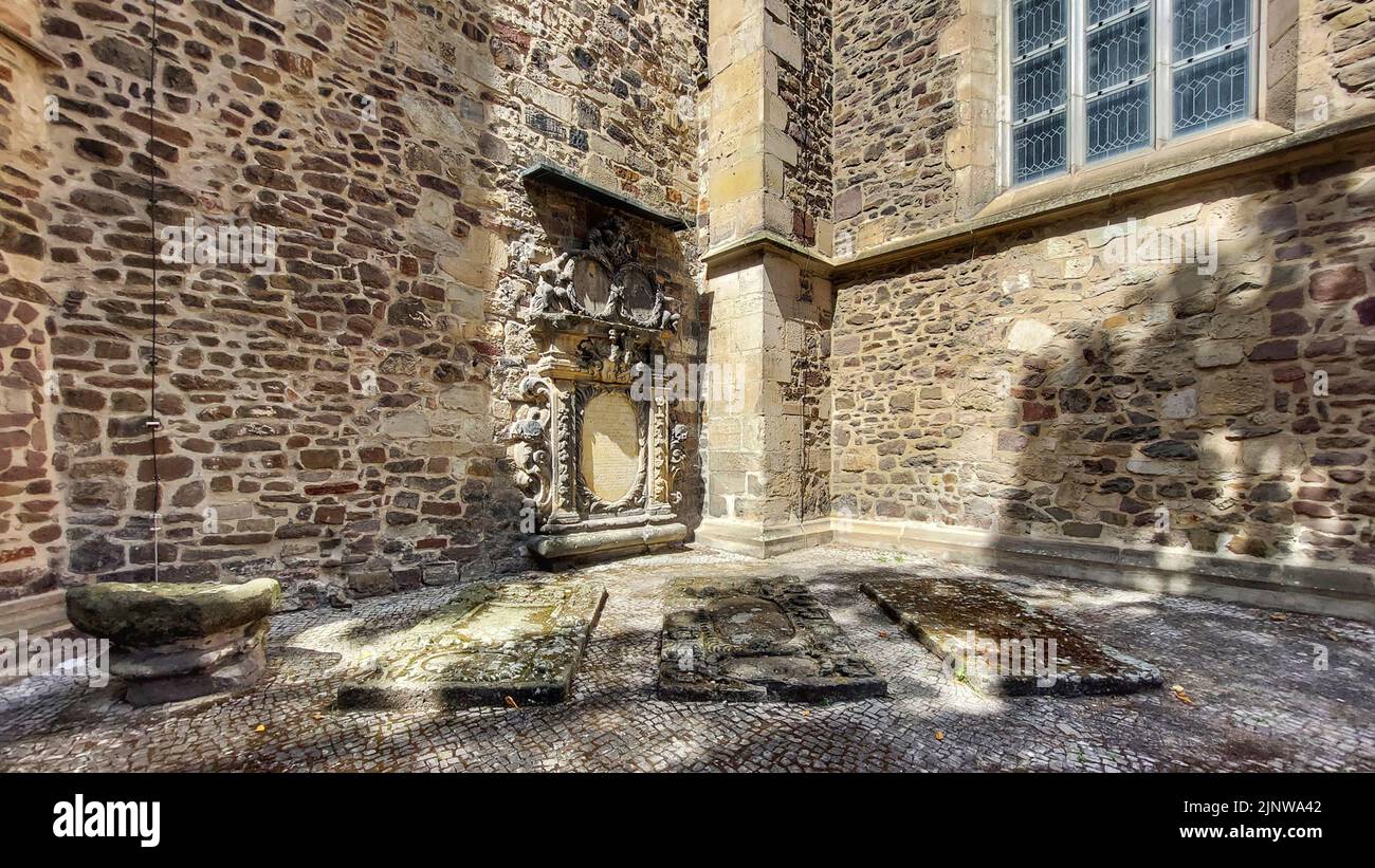 Medieval tombs by the church St. Sebastian in Magdeburg, Germany Stock ...