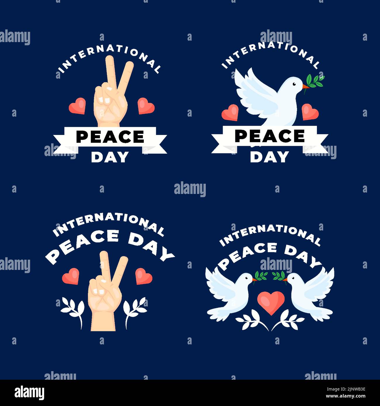 flat international peace day labels collection Stock Vector Image & Art ...