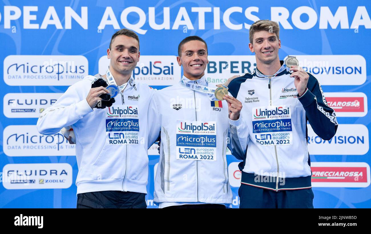 Kristof Milak of Hungary, David Popovici of Romania and Alessandro ...