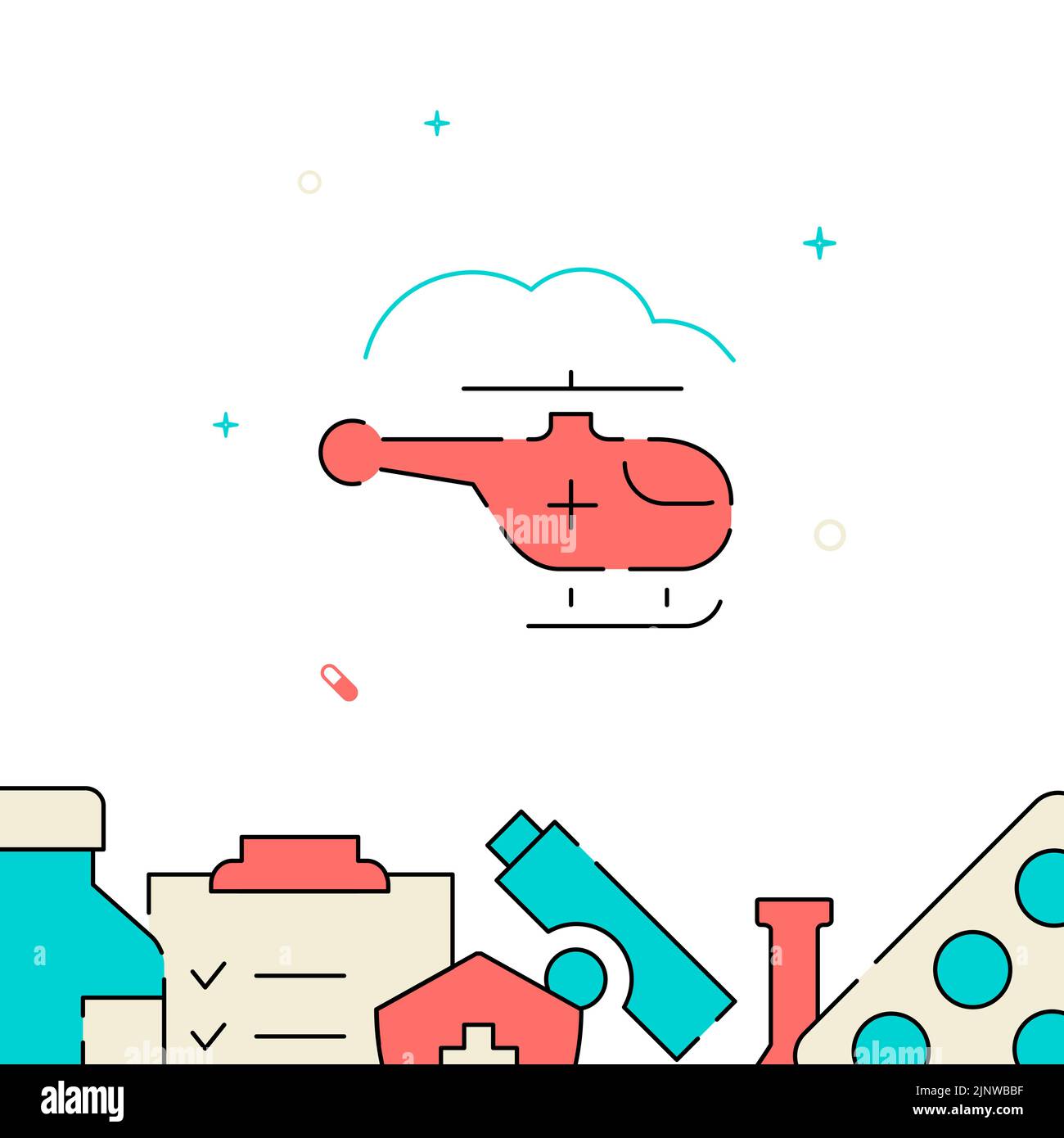 Medical helicopter filled line vector icon, simple illustration ...