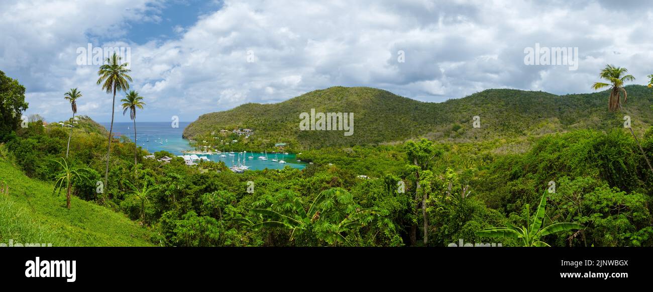 Pitons mountains of Saint Lucia, St. Lucia Caribbean Sea with Pitons on ...