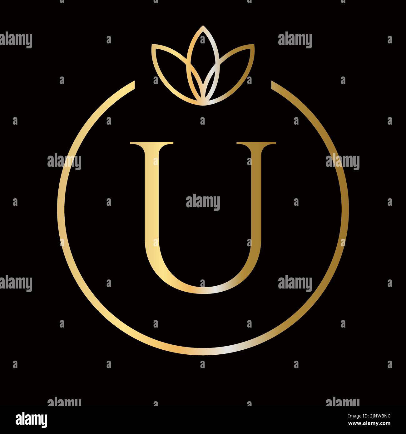 Initial U letter luxury, beauty, ornament monogram logo for wedding ...