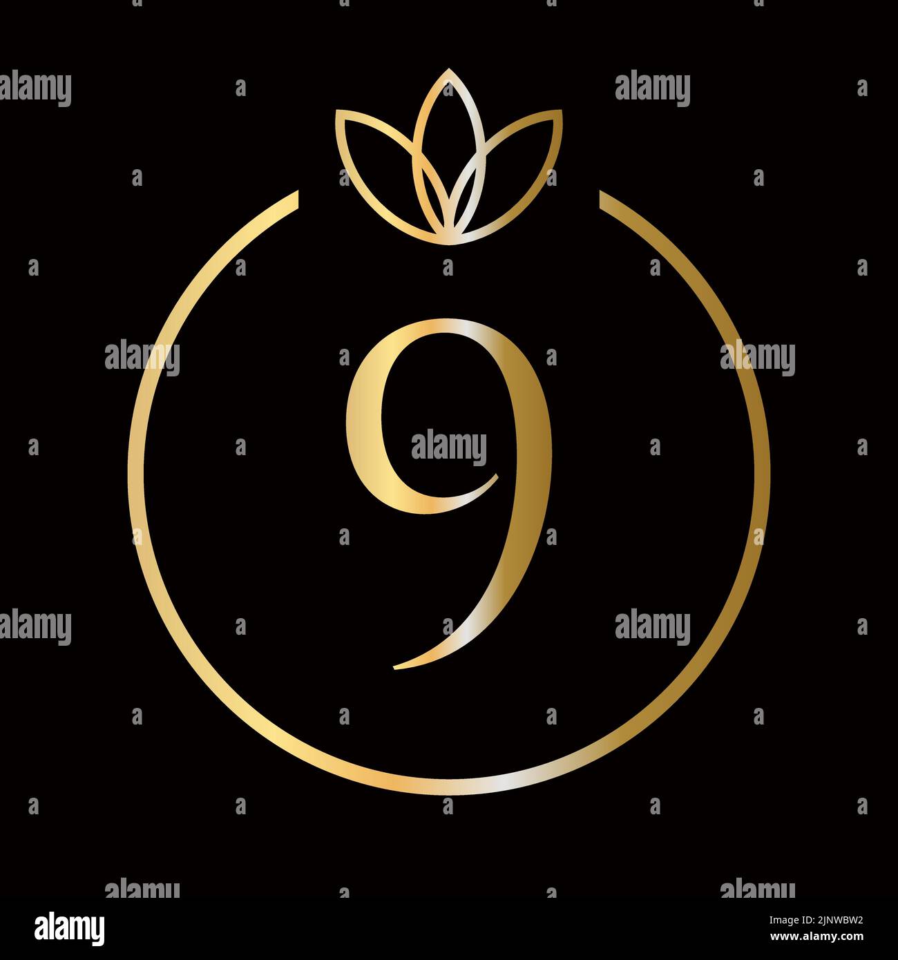 Initial 9 letter luxury, beauty, ornament monogram logo for wedding ...