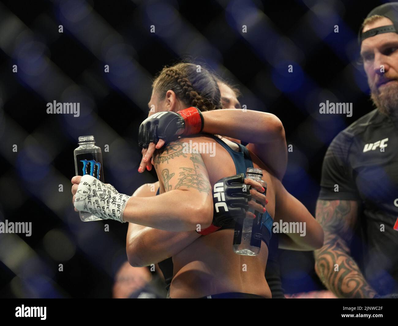 SAN DIEGO, CA - AUGUST 13: (R-L) Cynthia Calvillo hugs Nina Nunes after ...