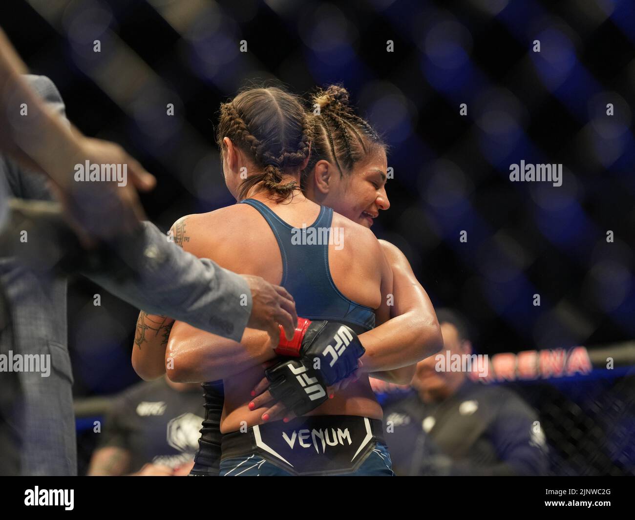 SAN DIEGO, CA - AUGUST 13: (R-L) Cynthia Calvillo hugs Nina Nunes after ...