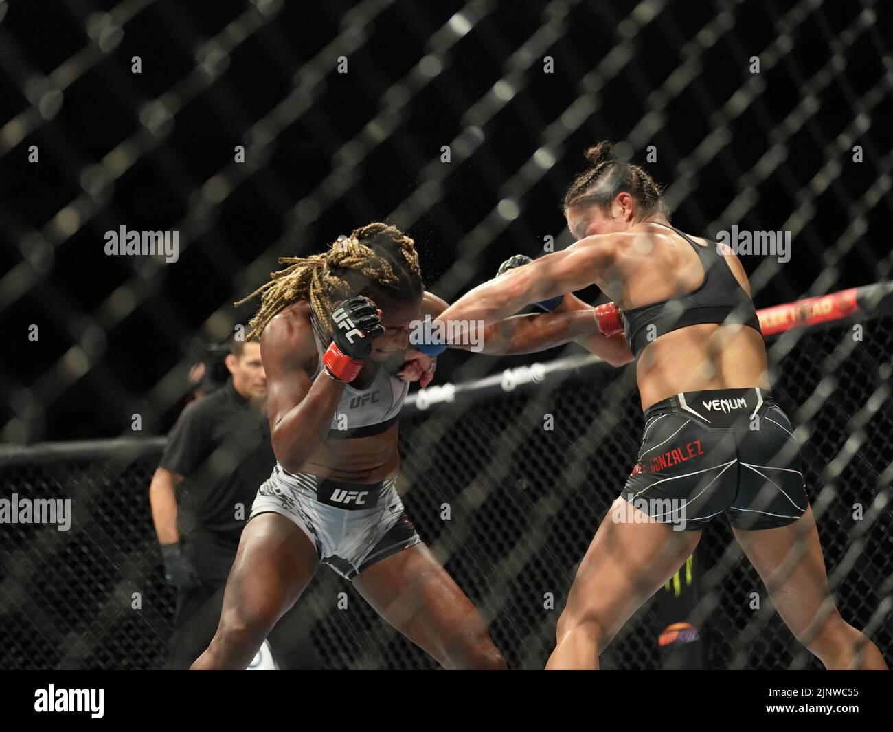 SAN DIEGO, CA - AUGUST 13: (R-L) Lupita Godinez punches Angela Hill in ...