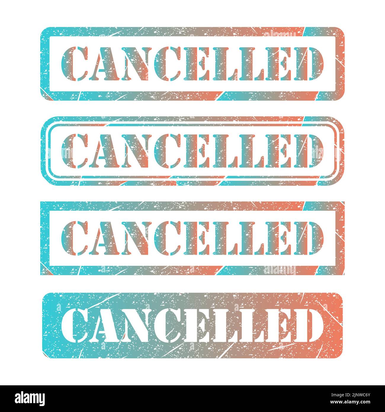 Set of Cancelled stamp symbol, label sticker sign button, text banner ...
