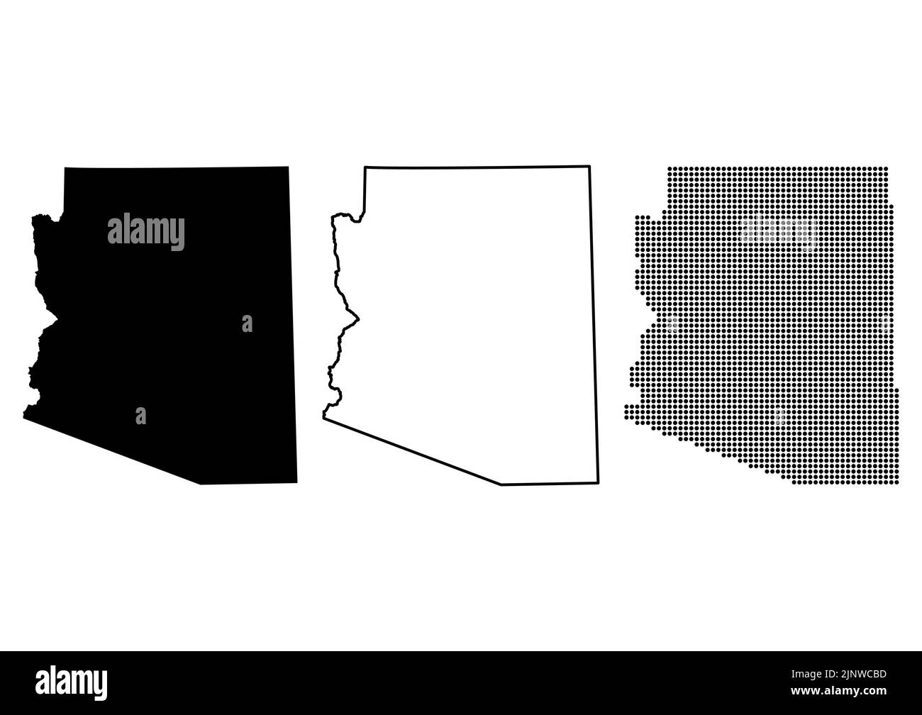 Set of Arizona map shape, united states of america. Flat concept icon ...