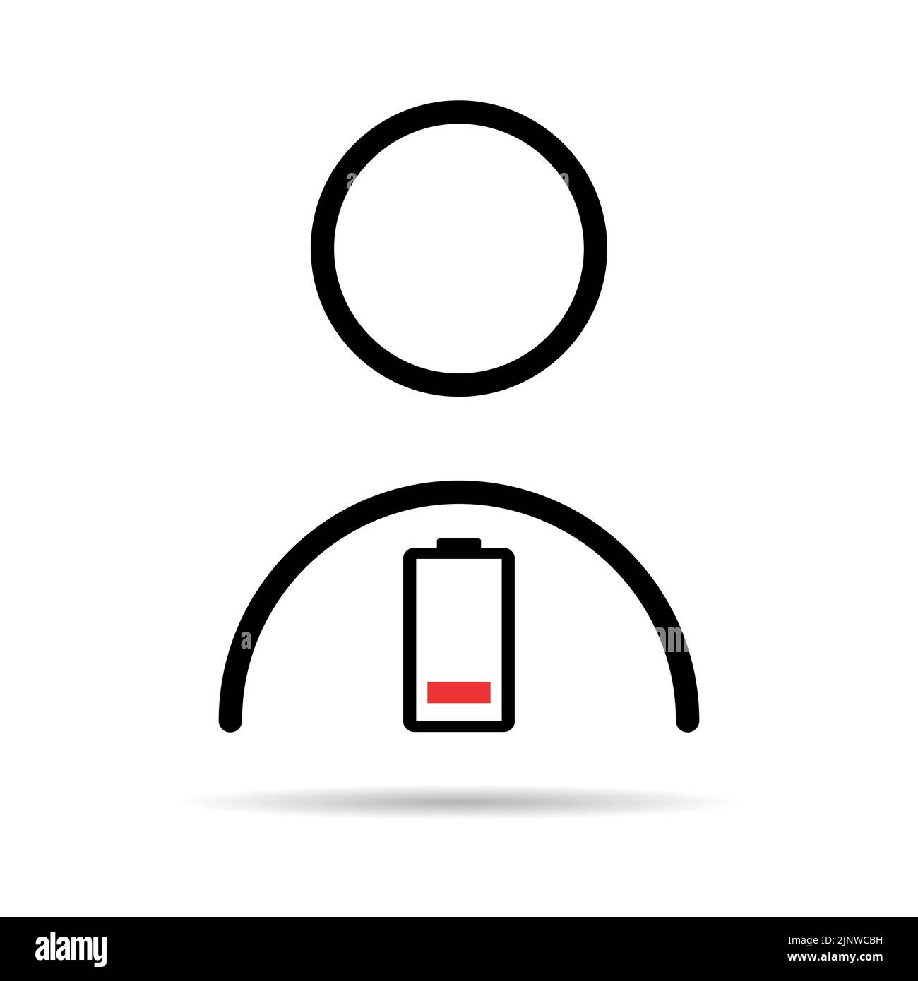 Tired man icon with shadow, sleep emotion tired sign, bored concept ...