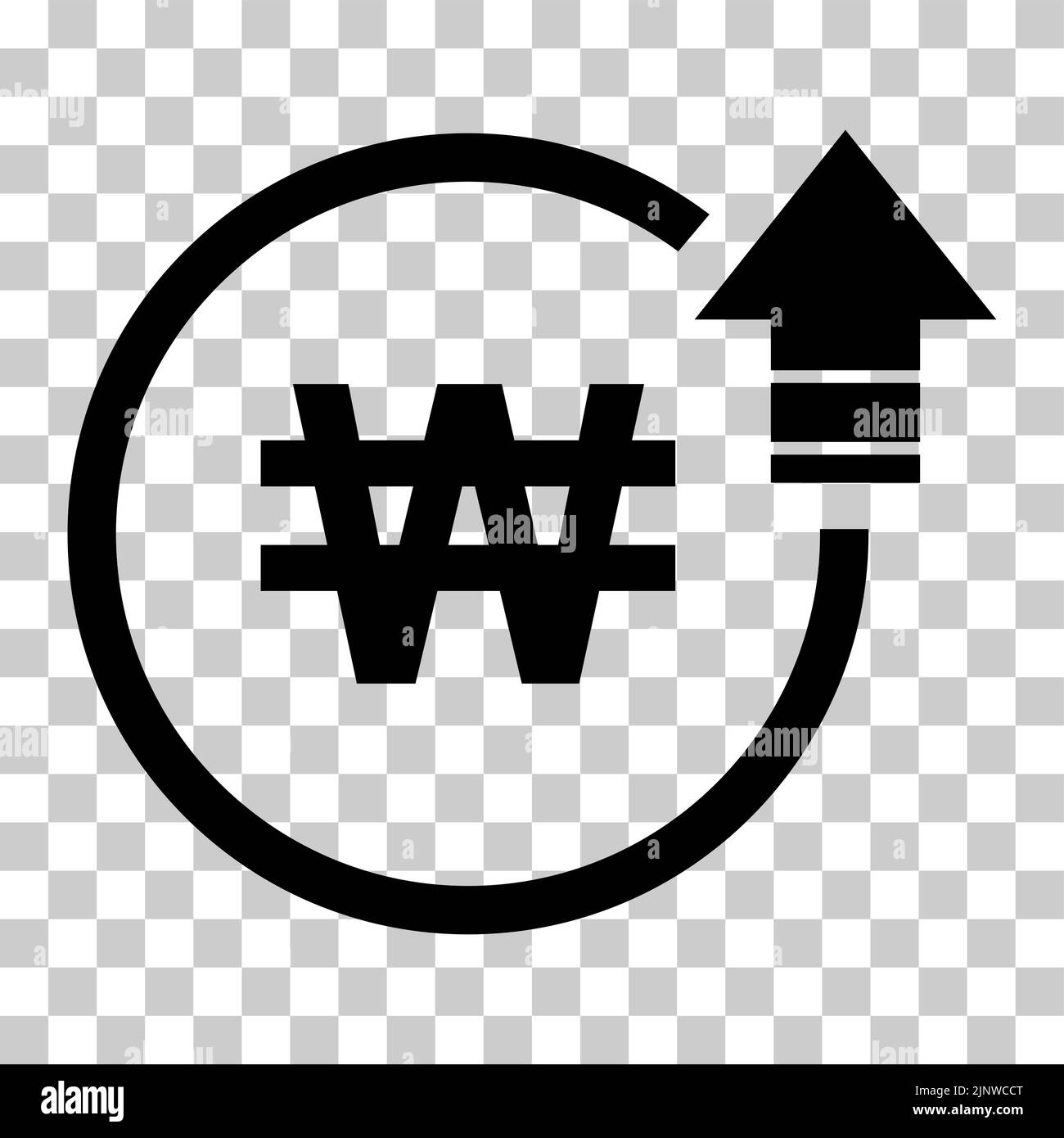 Cost symbol won increase icon. Income vector symbol isolated on ...