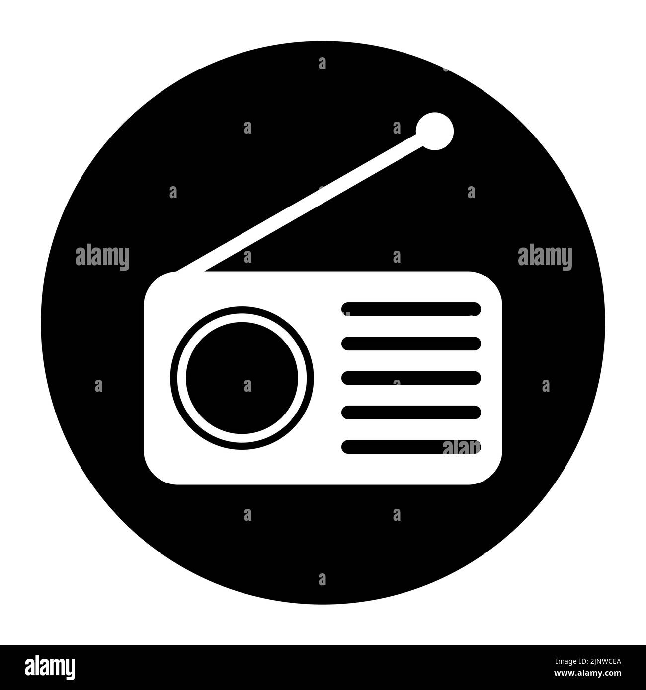 Retro radio station icon, flat isolated music sound media button, web ...