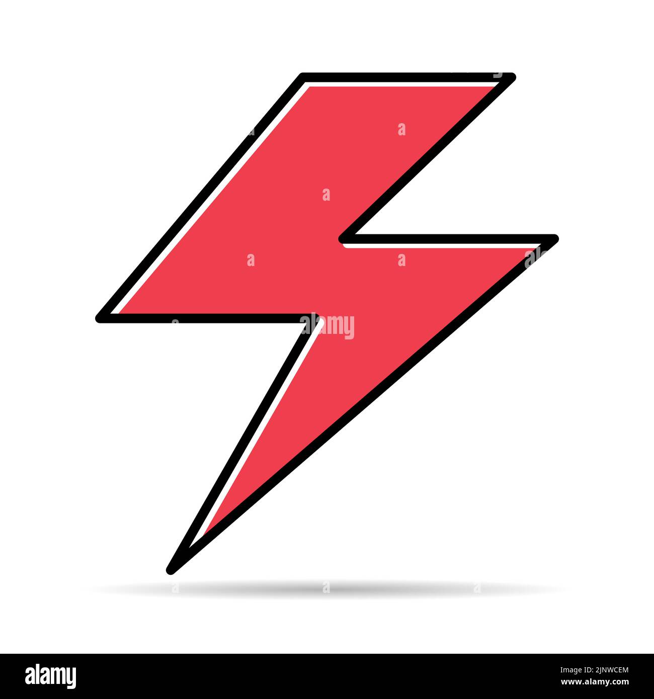Light flash icon shadow, electric charge power symbol, graphic flat ...