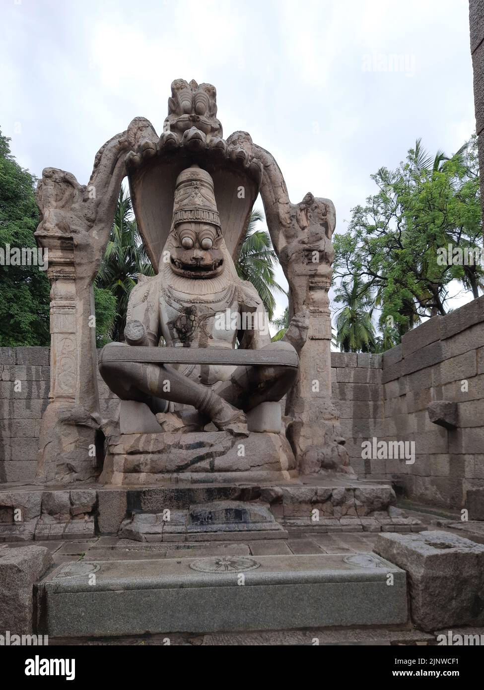The huge monoilthic sculpture of Lakshmi Narasimha at Hampi state ...