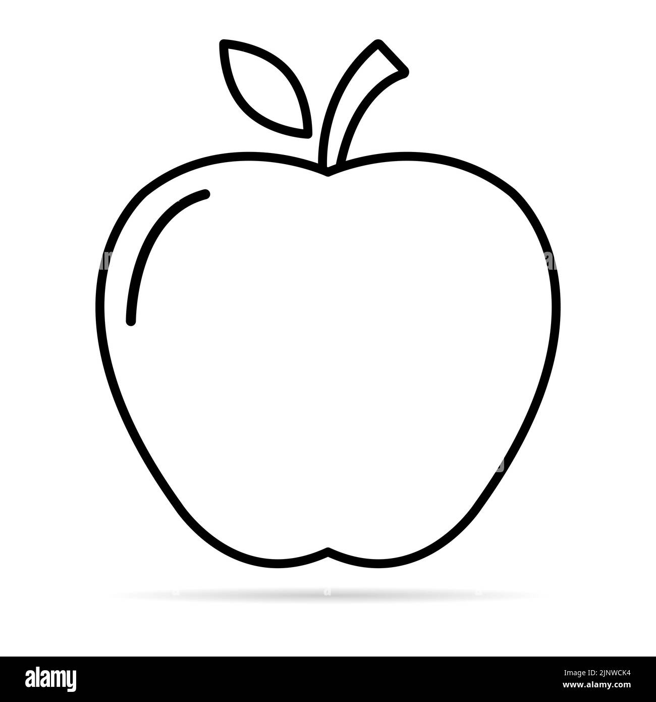 Apple icon with shadow, healthy raw symbol, foot sweet fruit, vector ...