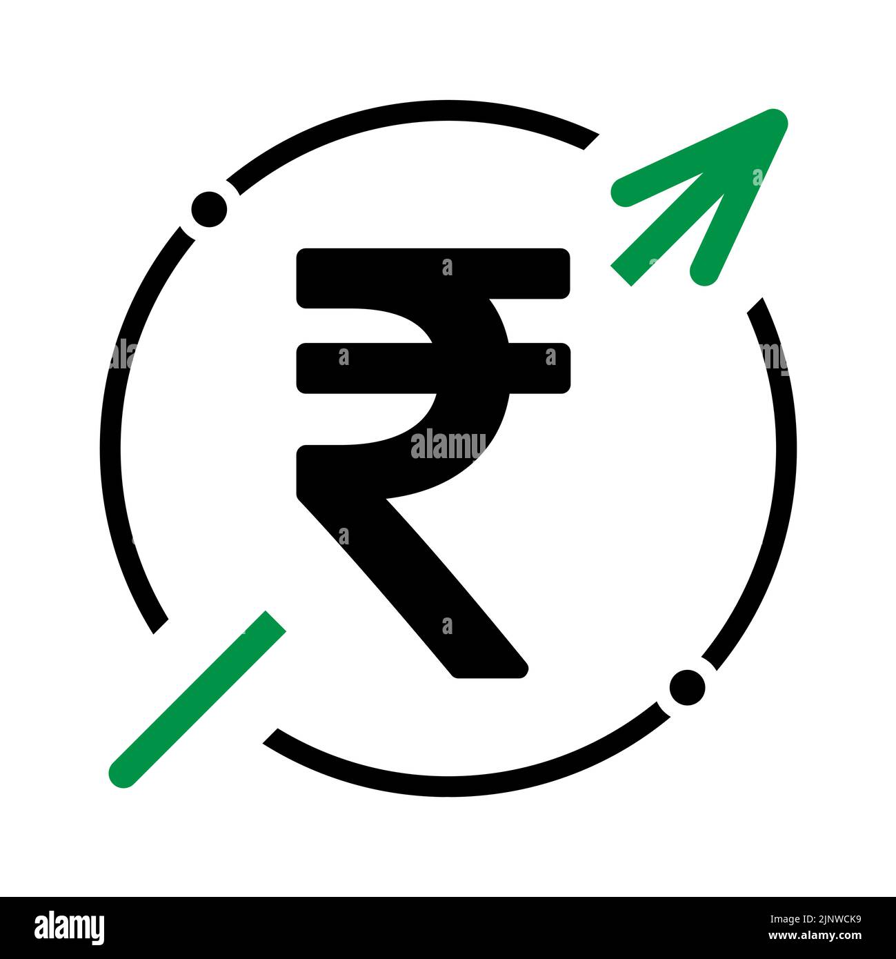 Cost symbol rupee increase icon. Income vector symbol isolated on ...