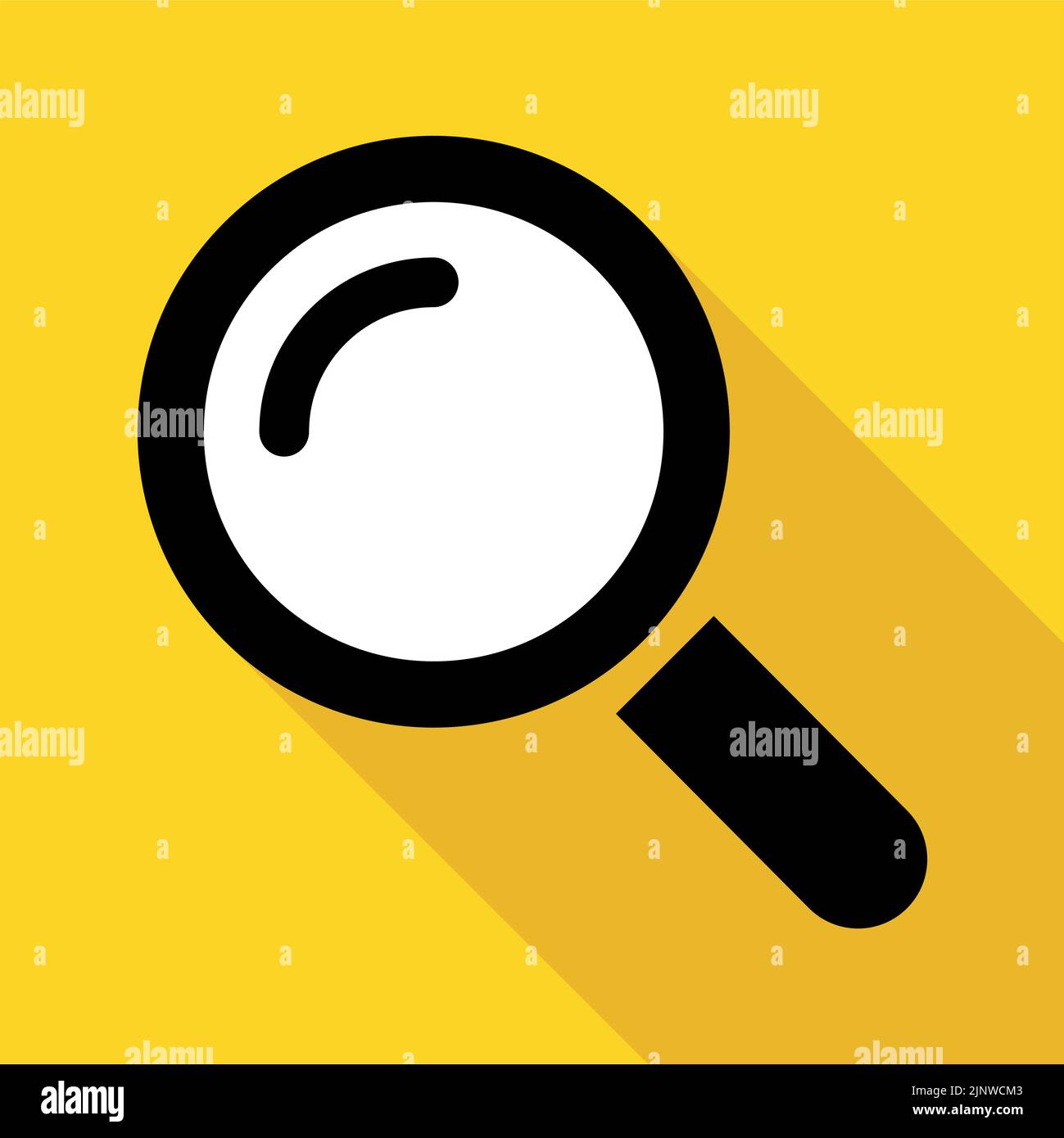 Magnifying glass icon shadow, zoom find focus symbol, loupe web ...