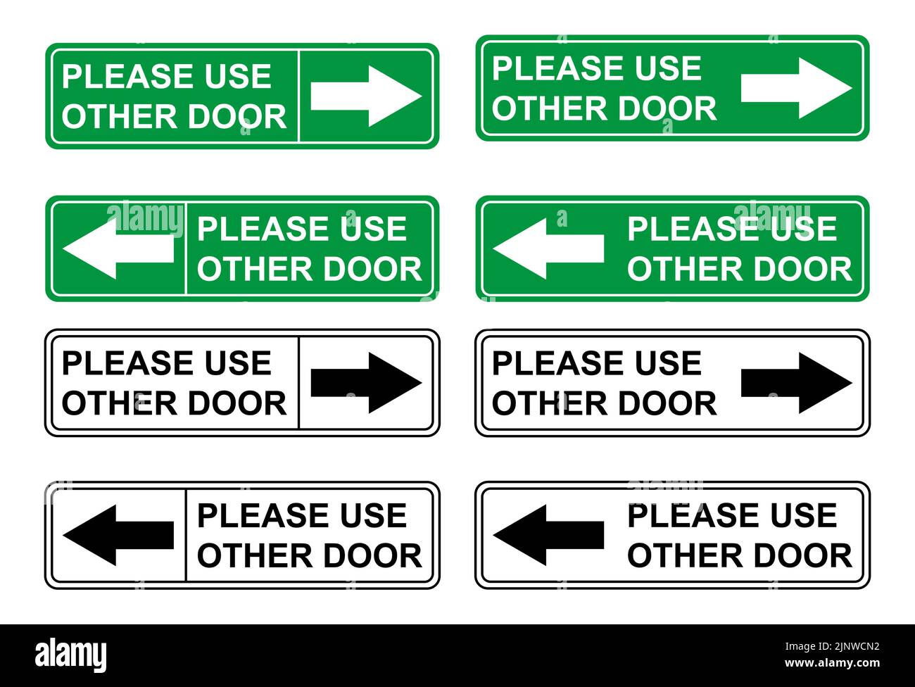 Set of Please use other door graphic icon, information label, notice ...