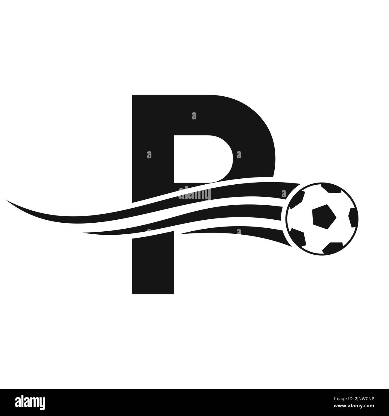 Soccer Football Logo On Letter P Sign. Soccer Club Emblem Concept Of ...